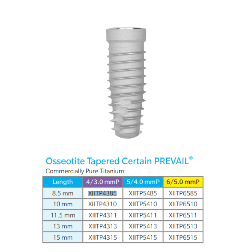 Implantes Completos Osseotite® Tapered Certain® Prevail XIITP | ANDRES ...